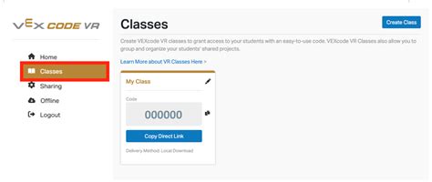 Logging Into A Class In Vexcode Vr Enhanced Or Premium Vex Library