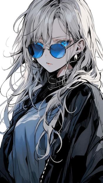 Premium Ai Image An Anime Girl In Blue With Sunglasses