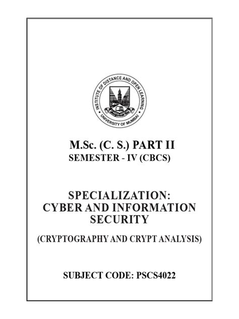 200 Msc Cs Cyber And Information Security Ii Cryptography And Crypt Analysis Pdf