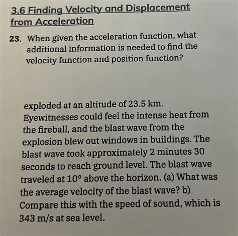 Solved 36 ﻿finding Velocity And Displacement From