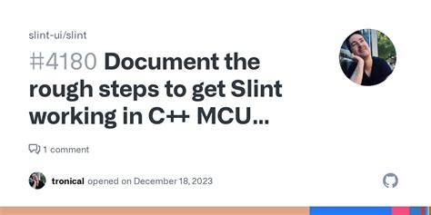 Document The Rough Steps To Get Slint Working In C Mcu Environments · Issue 4180 · Slint Ui