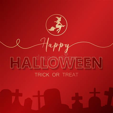 Holiday Illustration With Golden Text Happy Halloween And Trick Or