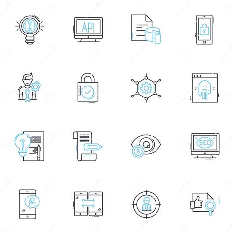 Data Analysis Linear Icons Set Insights Analytics Metrics Visualization Querying