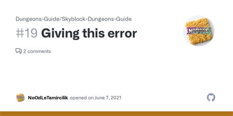 Giving This Error · Issue 19 · Dungeons Guideskyblock Dungeons Guide · Github