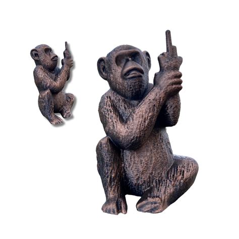 Funny Monkey Middle Finger Figurine Hand Painted Pla Desk Decor Etsy