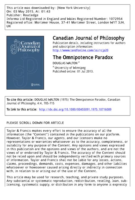 Pdf The Omnipotence Paradox