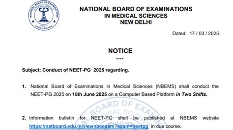 Neet Pg 2025 Exam Date Out Nbe To Conduct Exam On June 15 In Two Shifts Check Details Here