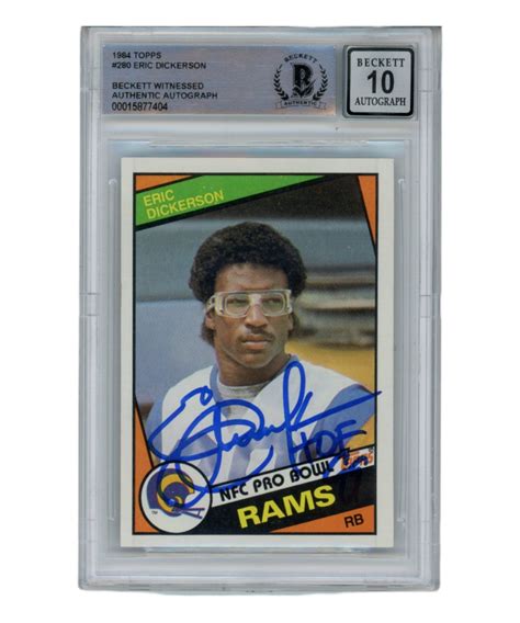 Eric Dickerson Signed 1984 Topps 280 Auto 10 Trading Card Beckett Denver Autographs