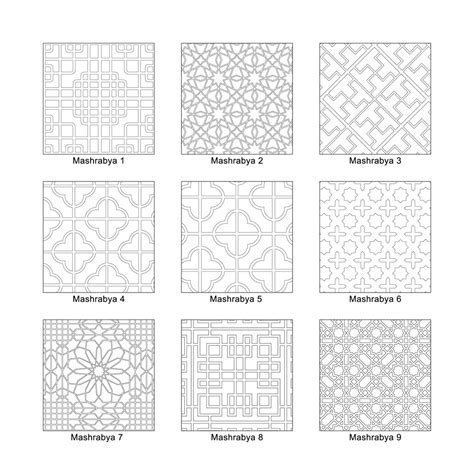 Mashrabiya Screen Patterns Lattice Screen Patterns Vector