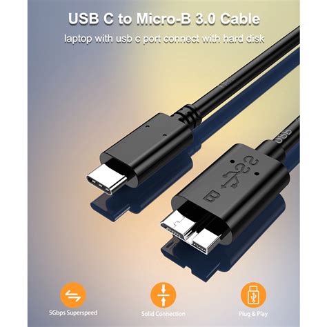 GbpsTransmission Usb C To Micro B Cable Usb Type C HDD Hard Disk Micro B Data Cable For