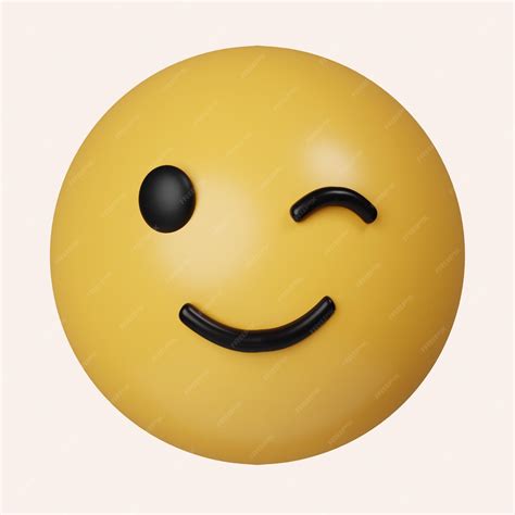 Premium Psd 3d Winking Face Eye Wink Emoji Funny Yellow Emoticon With