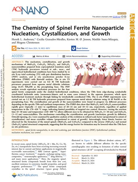 Pdf The Chemistry Of Spinel Ferrite Nanoparticle Nucleation