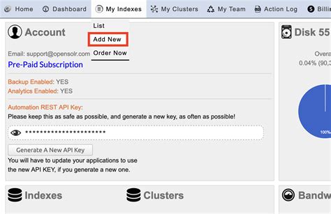 Create A New Solr Index Via The Opensolr Control Panel