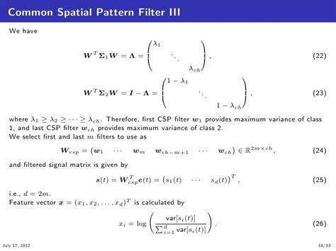 introduction to common spatial pattern filters for eeg motor imagery