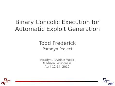 Pptx Binary Concolic Execution For Automatic Exploit Generation Dokumentips