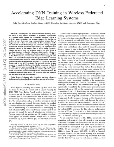 Pdf Accelerating Dnn Training In Wireless Federated Edge Learning System