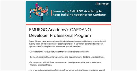 Emurgos Certified Cardano Developer Professional Program Rcardano