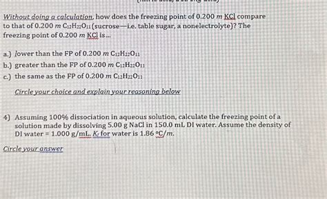 Solved Without Doing A Calculation How Does The Freezing