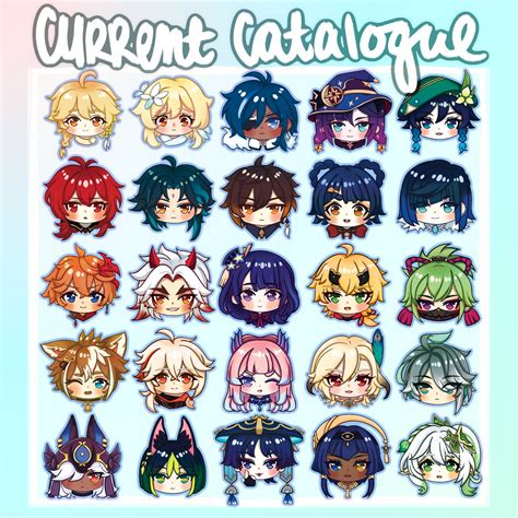 Genshin Impact Chibi Stickers Holographic Water Resistant Hand Drawn Genshin Chibi Stickers