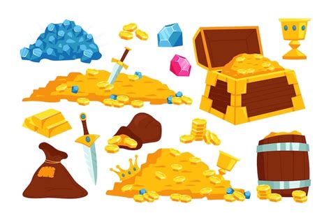Premium Vector Treasure Piles Set