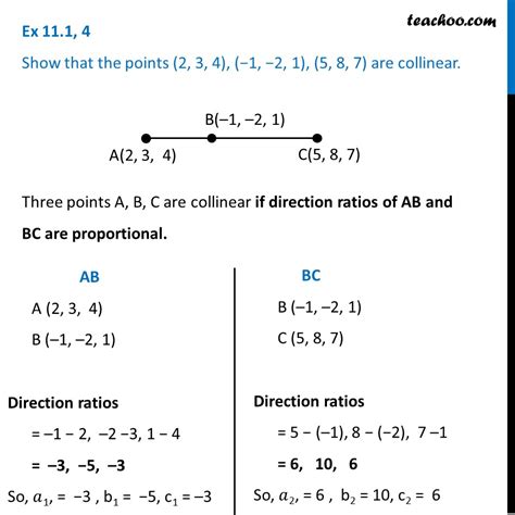 Ex 11 1 4 Show That 2 3 4 1 2 1 Are Collinear