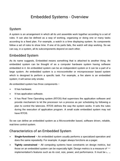 Embedded Systems Overview Pdf