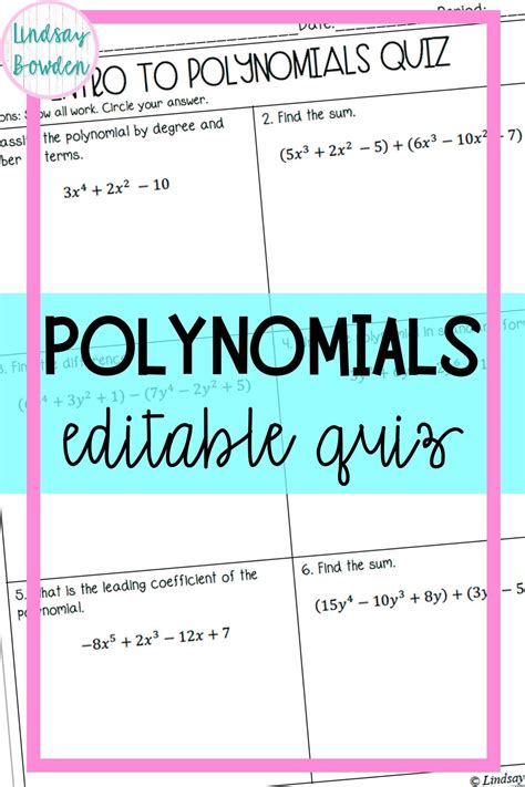 Intro To Polynomials Worksheets Intro To Polynomials Worksheets