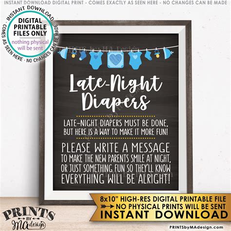 Late Night Diaper Sign Late Night Diapers Sign The Diaper Etsy