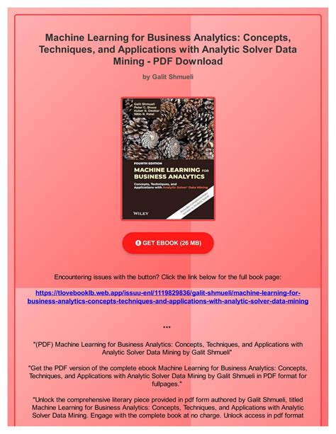 Pdf Machine Learning For Business Analytics Concepts Techniques And Applications With