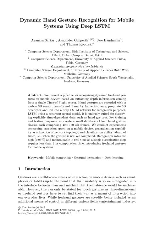 Pdf Dynamic Hand Gesture Recognition For Mobile Systems Using Deep Lstm