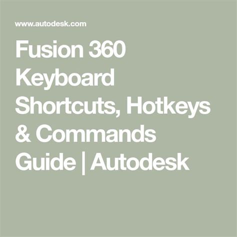 Fusion 360 Keyboard Shortcuts Hotkeys And Commands Guide Autodesk