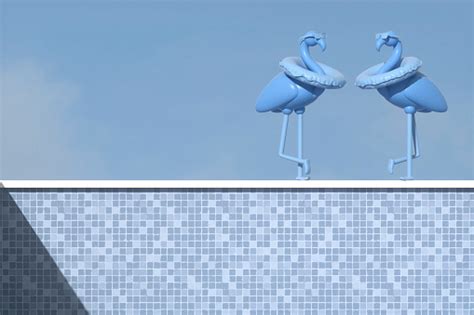 텅 빈 수영장에 수영 반지와 선글라스가 있는 풍선 플라밍고 여름 휴가 여행 배경 0명에 대한 스톡 사진 및 기타 이미지 0명 3차원 형태 고급 호텔 Istock