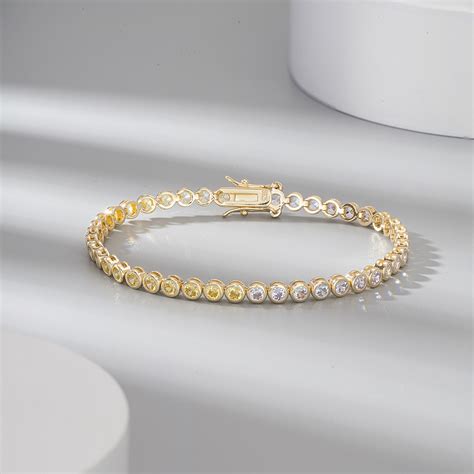 Silver 30mm Bazel Setting Round Cut Cz Tennis Bracelet