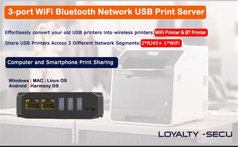 Loyalty Secu Wireless Wifi Bluetooth Network Print Server With 3 Usb Ports Supporting Three