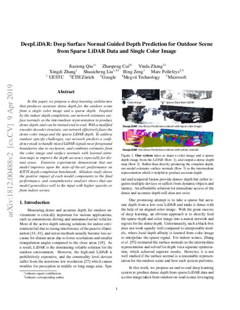 Pdf Deeplidar Deep Surface Normal Guided Depth Prediction For