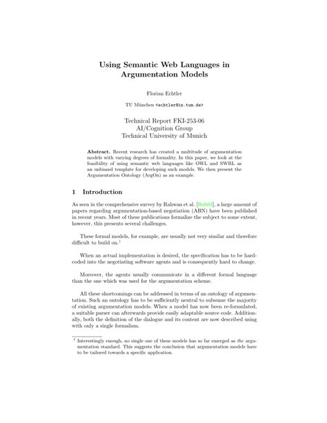Pdf Using Semantic Web Languages In Argumentation Models