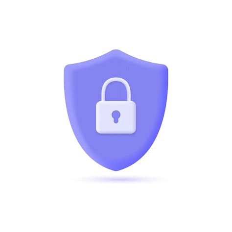 Premium Vector 3d Shield Icon With A Lock In A Minimalistic Style