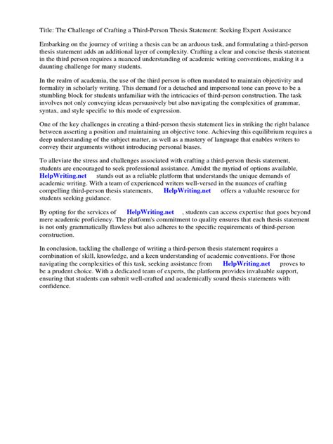 Thesis Statement Examples Third Person Pdf Essays Narration