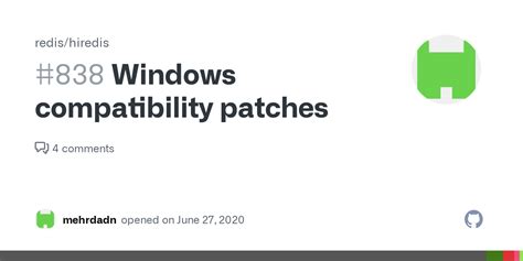 Windows Compatibility Patches · Issue 838 · Redis Hiredis · Github