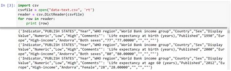 Csv File Reading