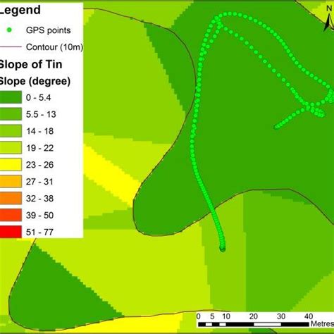 resulting slope file created from triangular irregular network tin