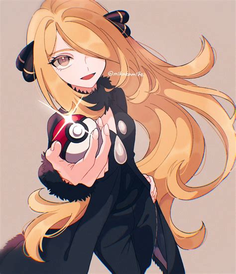 Mikakami1e Cynthia Pokemon Nintendo Pokemon Pokemon Dppt Highres 1girl Black Coat