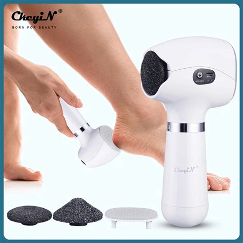 Ckeyin 전기 발 그라인더 파일 굳은살 각질 제거제 충전식 발 뒤꿈치 그라인딩 페디큐어 클린 케어 도구 3 단계 속도
