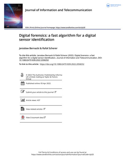 Pdf Digital Forensics A Fast Algorithm For A Digital Sensor