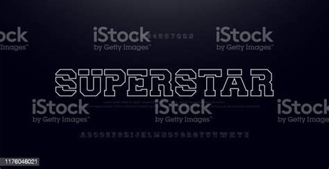 올드 스쿨 현대 굵은 알파벳 글꼴입니다 도시 얇은 라인 타이포그래피 간단한 응축 높은 대담한 다목적 서체 스타일 글꼴 벡터 일러스트레이션 0명에 대한 스톡 벡터 아트 및