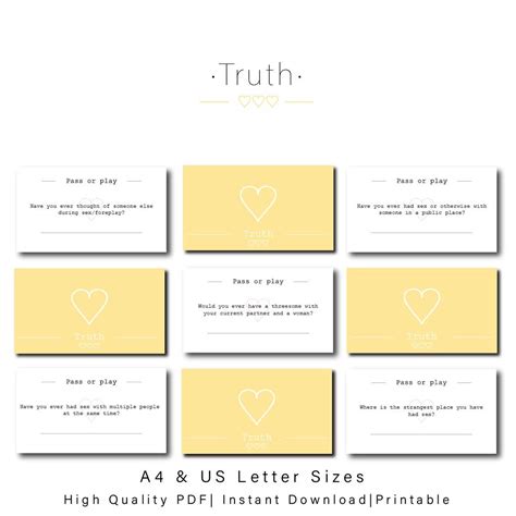 Naughty Sex Questions Cards Truth Instant Download Valentines Gift Gift For Girlfriend Gift For