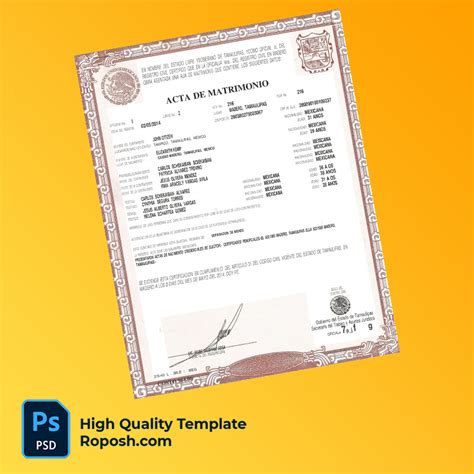 Mexico Marriage Certificate Word And Pdf Template Roposh