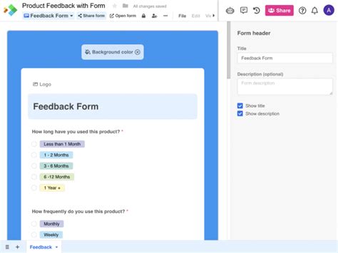 Excel Feedback Form Template