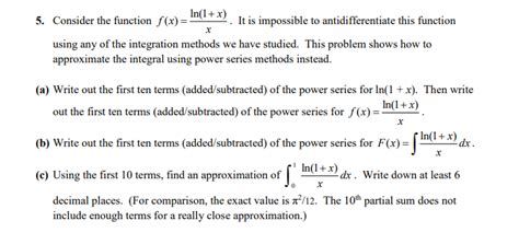 Solved Consider The Function F X Ln X X It Is Chegg Com