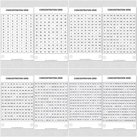 Concentration Grid Mental Skills Training Exercise App Mental Focus Grids Concentration Grid